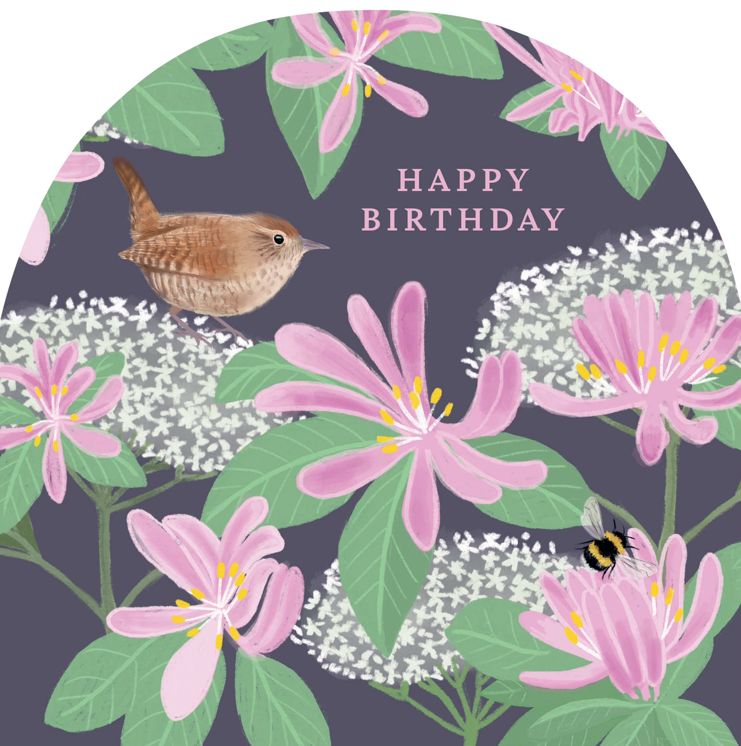 RSPB White Blossom Card - Wren & Honeysuckle – Otter House